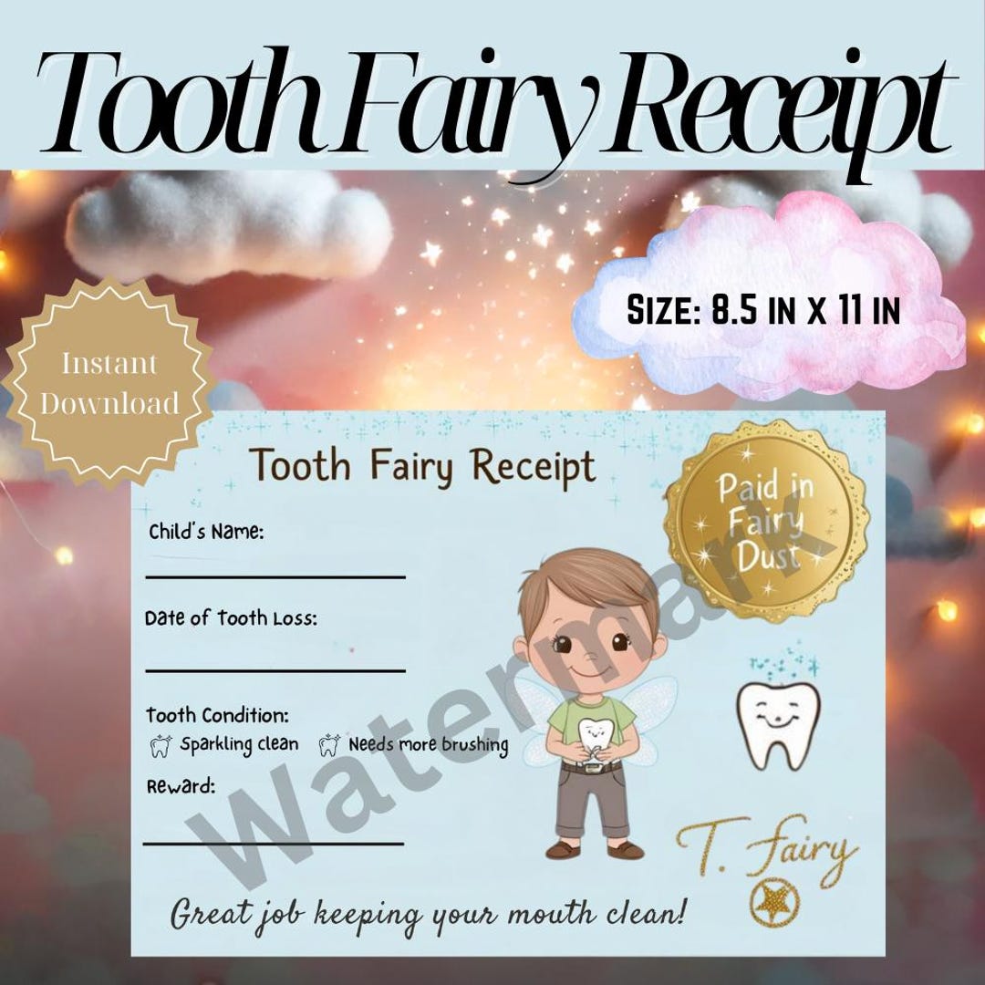 Customizable Tooth Fairy Receipt: Printable Keepsake (digital Download ...