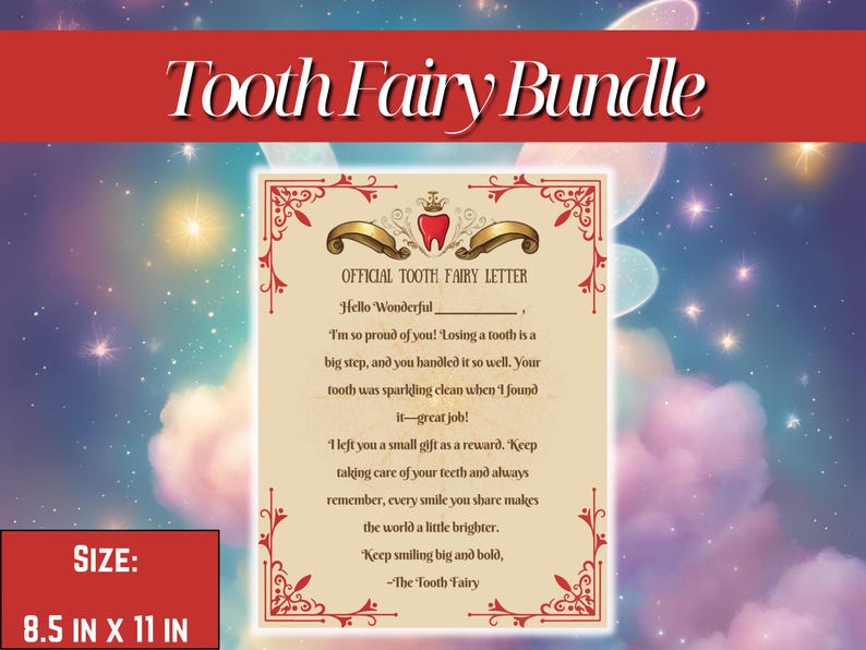 Printable Tooth Fairy Letter & Envelope Bundle (digital File) - Etsy