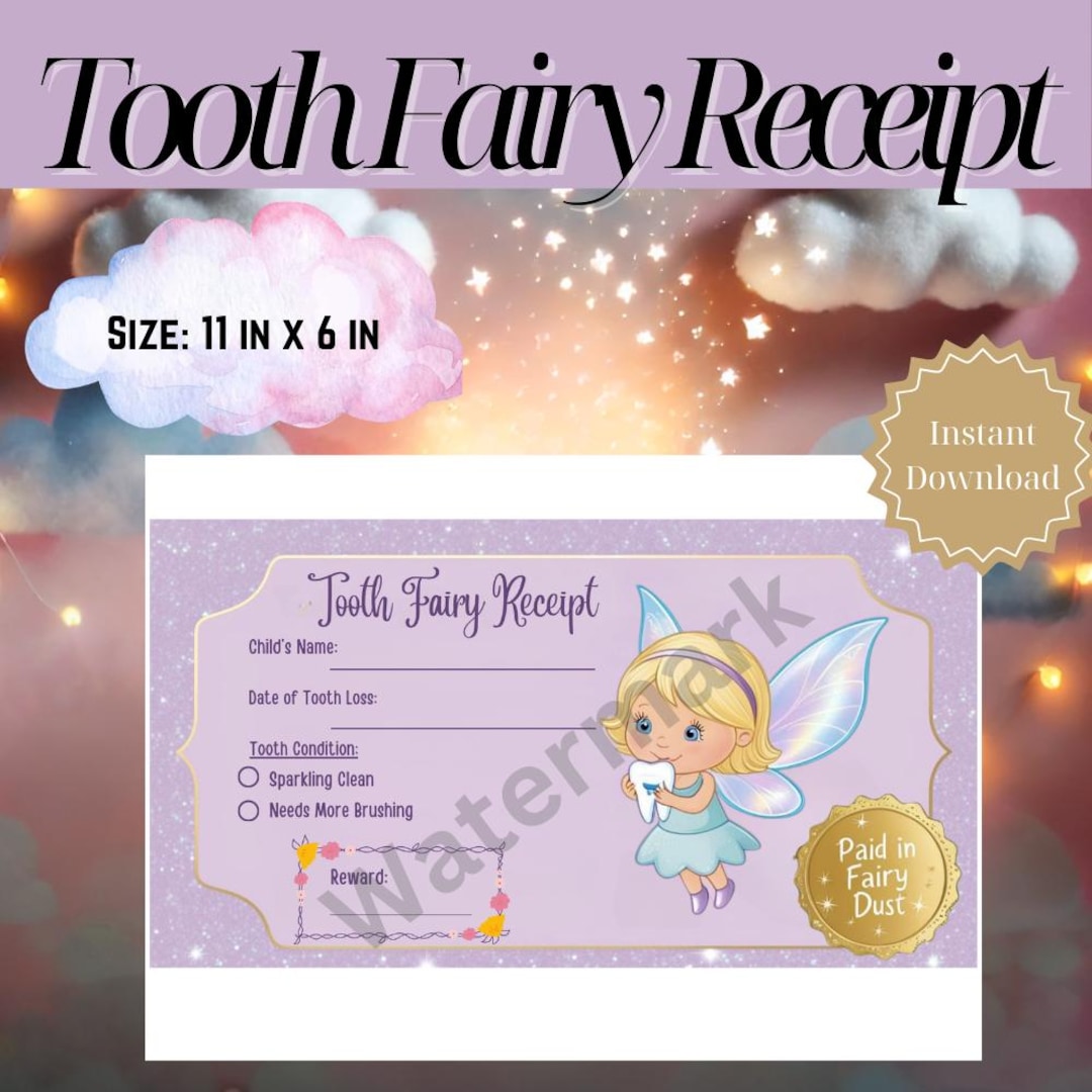 Customizable Tooth Fairy Receipt: Printable Keepsake (digital Download ...