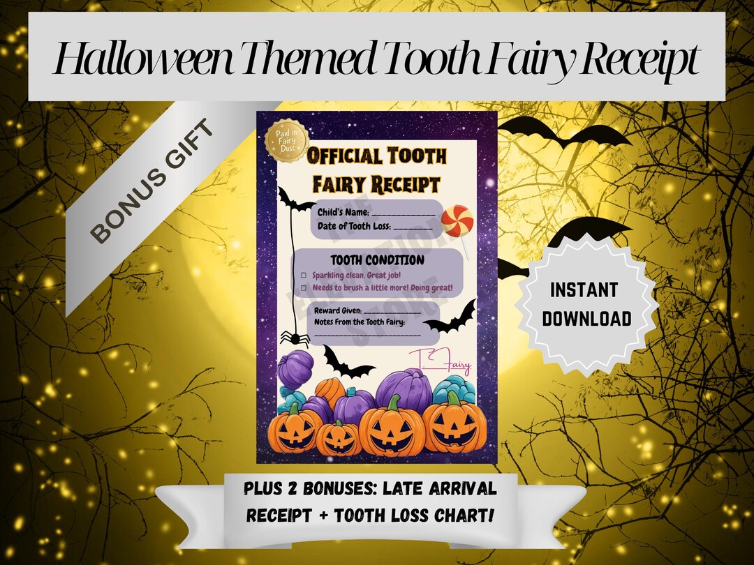 Halloween Purple Pumpkin Tooth Fairy Receipt, Tooth Fairy Letter, Tooth ...