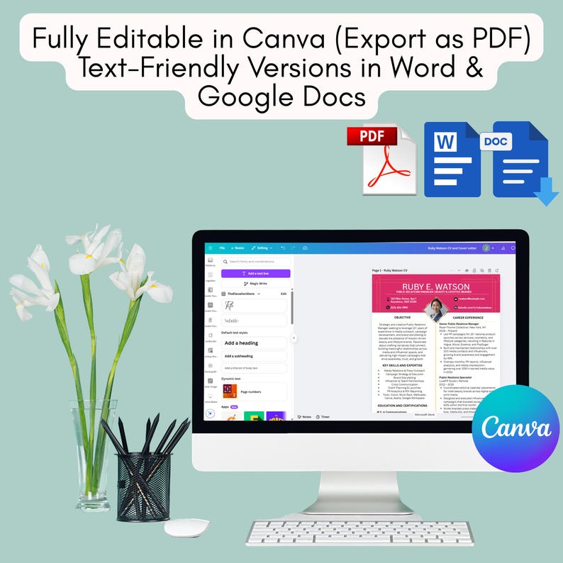 Resume Template Bundle: Cover Letter & Interview Prep Ebook (canva ...