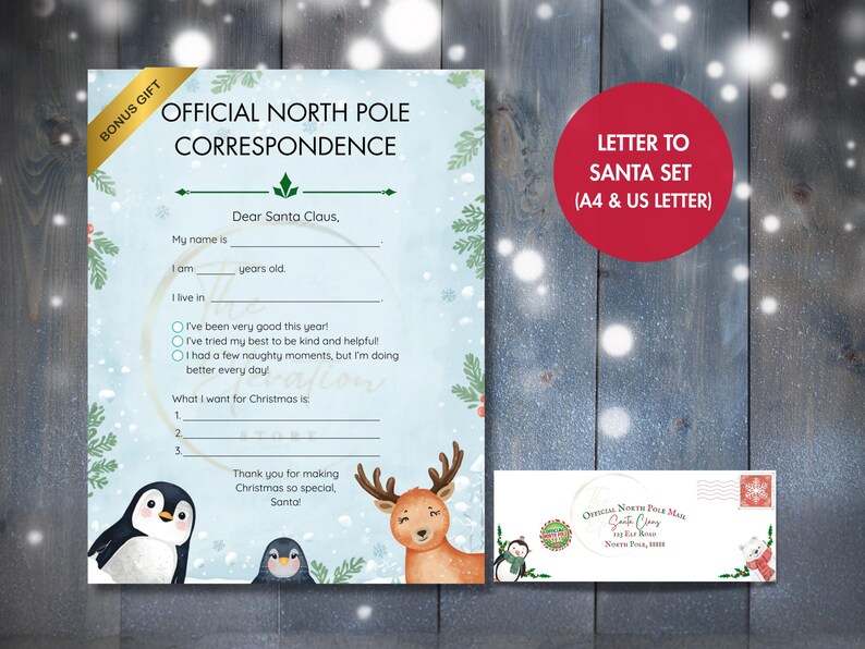 Letter to Santa Printable Set, North Pole Theme (digital Download) - Etsy