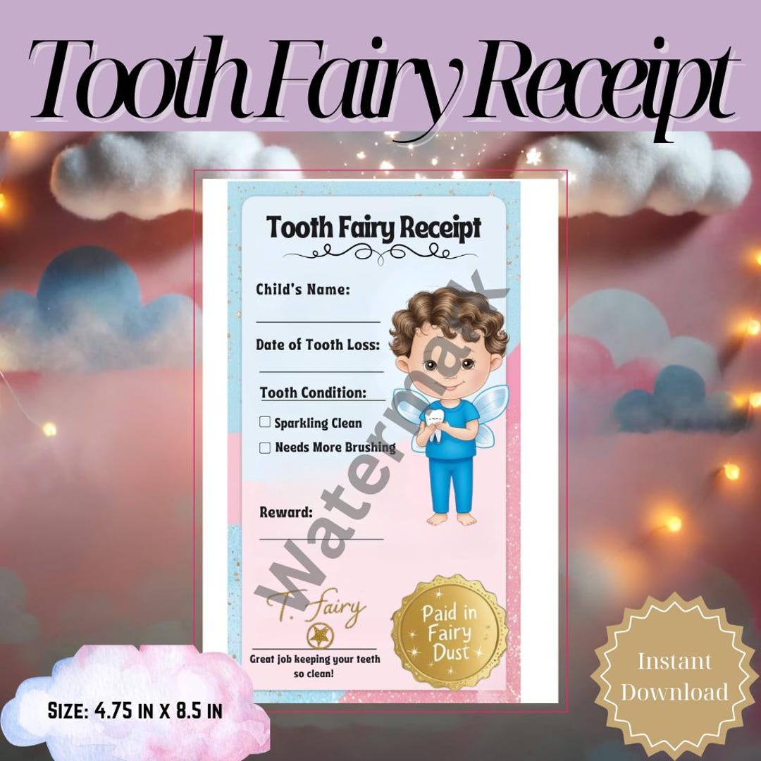 Customizable Tooth Fairy Receipt: Printable Keepsake (digital Download ...