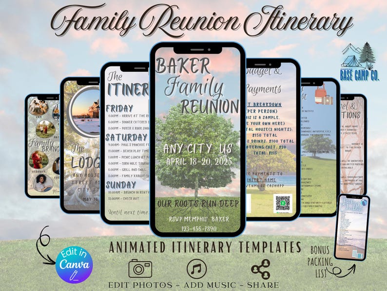 Family Reunion Itinerary Template: Custom Vacation Planner (digital) - Etsy