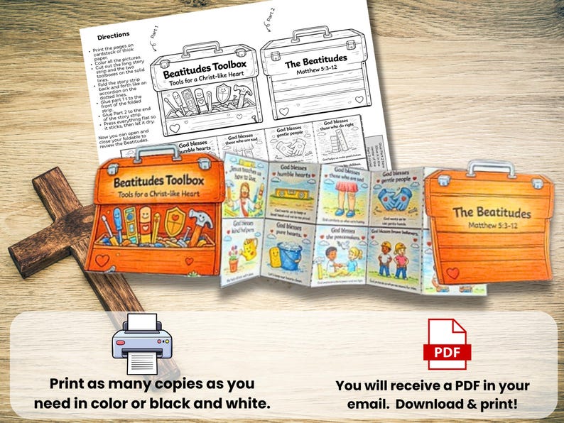 The Beatitudes Foldable Craft Toolbox, Printable Bible Activity ...