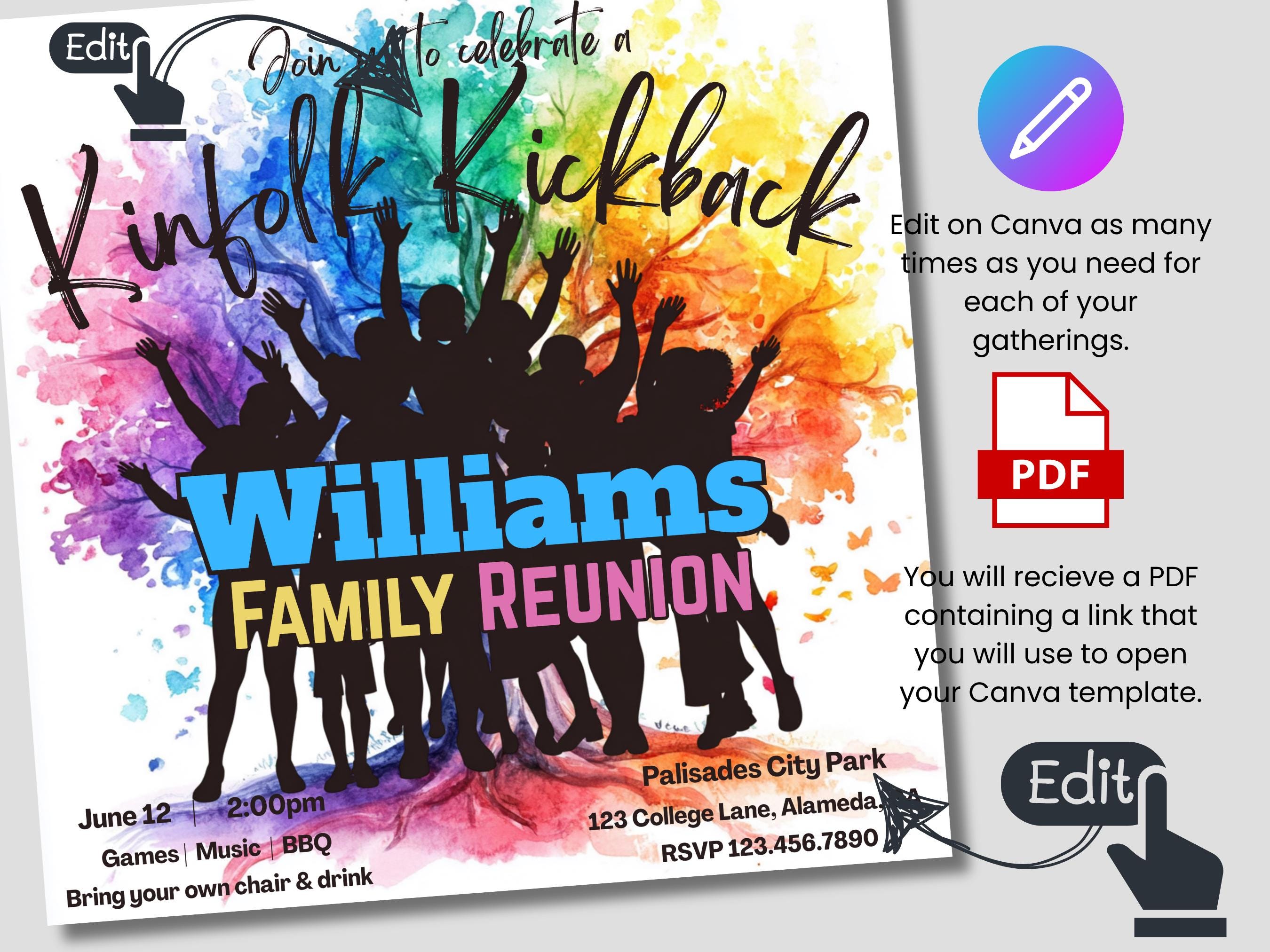 Family Reunion Invitation Template, Kinfolk Kickback Flyer, Colorful ...