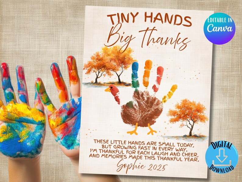 Thanksgiving Handprint Poem Keepsake Printable Turkey Craft, Fall Kids ...