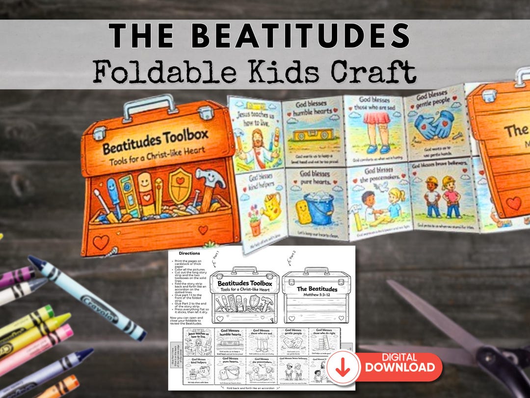 The Beatitudes Foldable Craft Toolbox, Printable Bible Activity ...