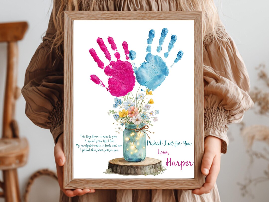 Spring Flower Handprint Craft, Mothers Day Gift From Kids, Printable ...
