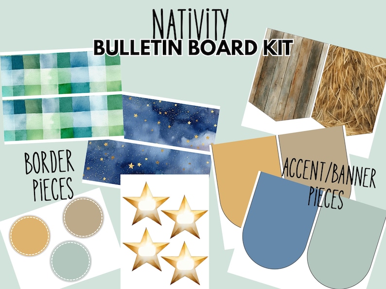 Nativity Christmas Bulletin Board Kit, Christian Classroom Decor ...