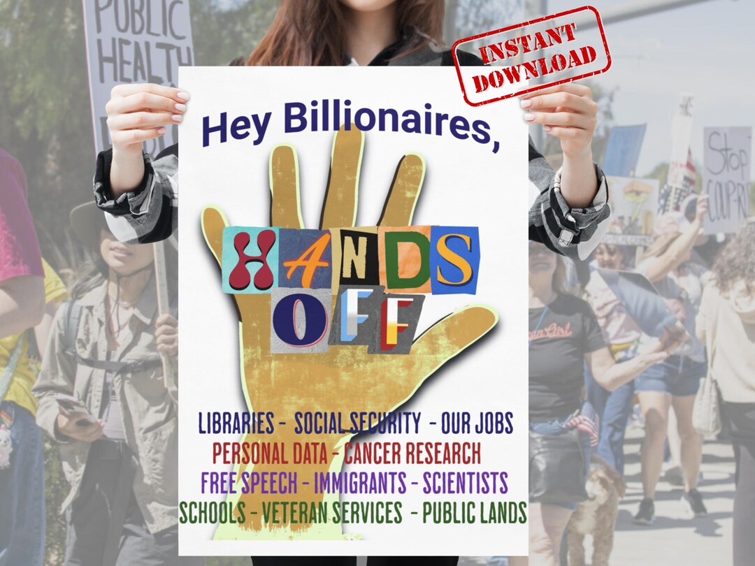 Hands off Resistance Poster, Printable Protest Anti-maga Poster, Speak ...