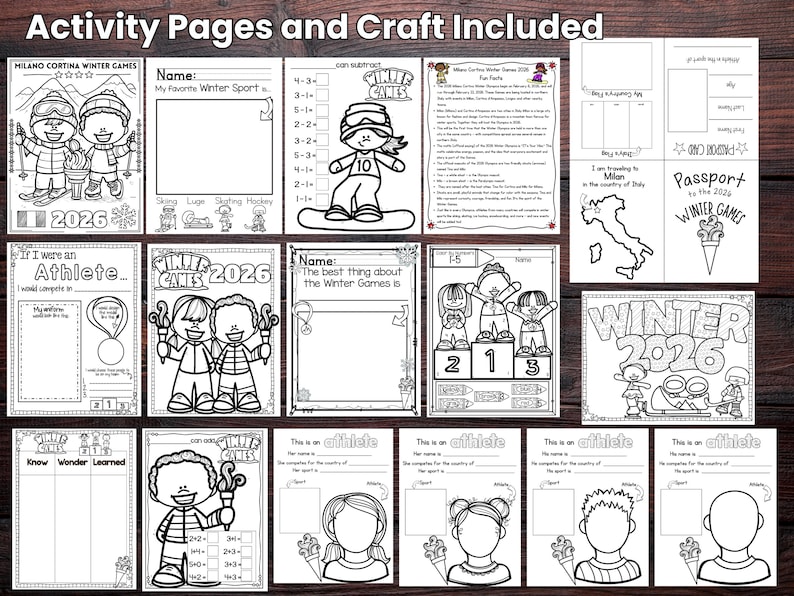 2026 Winter Games Activities, Kindergarten First Grade, Italy Milano ...