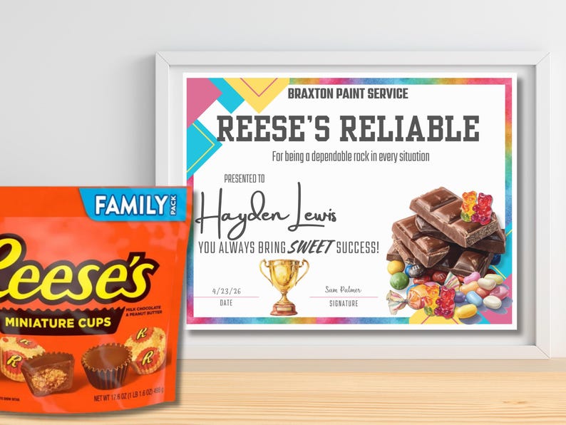 Employee Candy Award Certificates, Editable Office Recognition, Funny ...