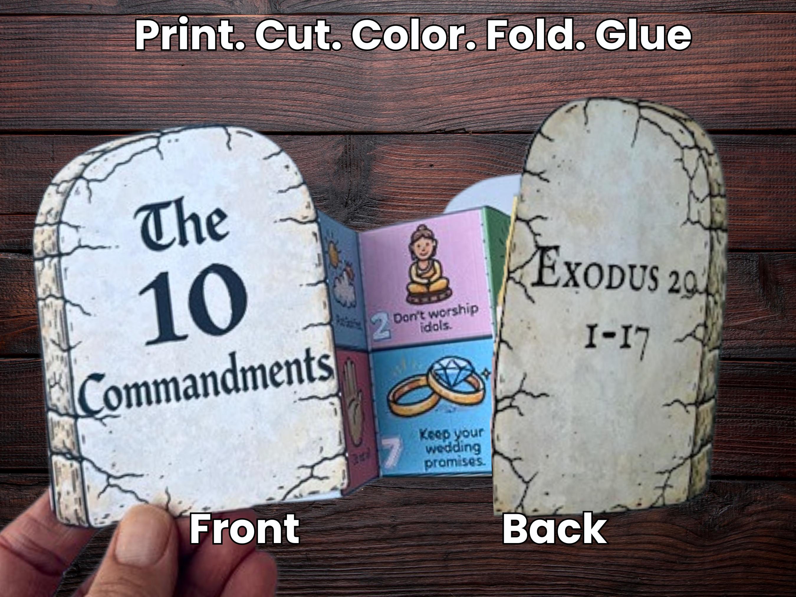 Ten Commandments Foldable Craft | Printable Bible Activity |exodus ...