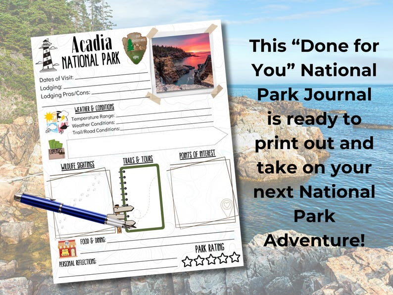 National Parks Journal, US Travel Diary Printable, 63 Park Pages, RV ...