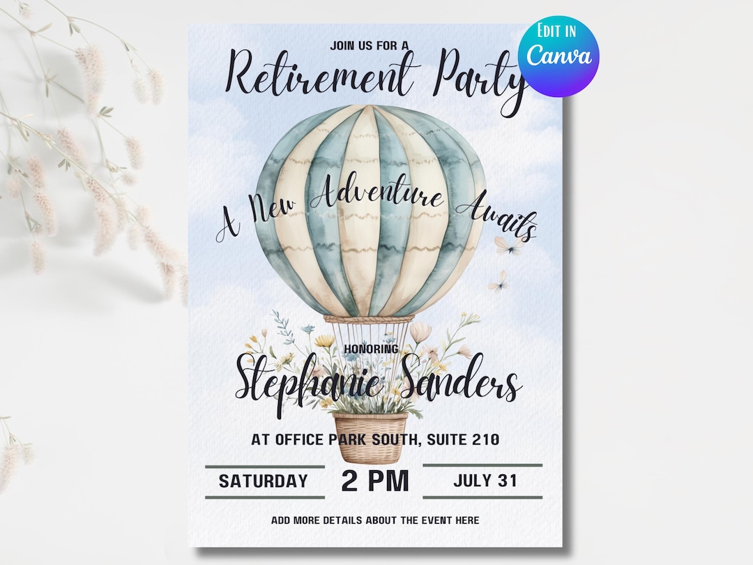 Editable Retirement Party Invitation Template, Happy Retirement ...