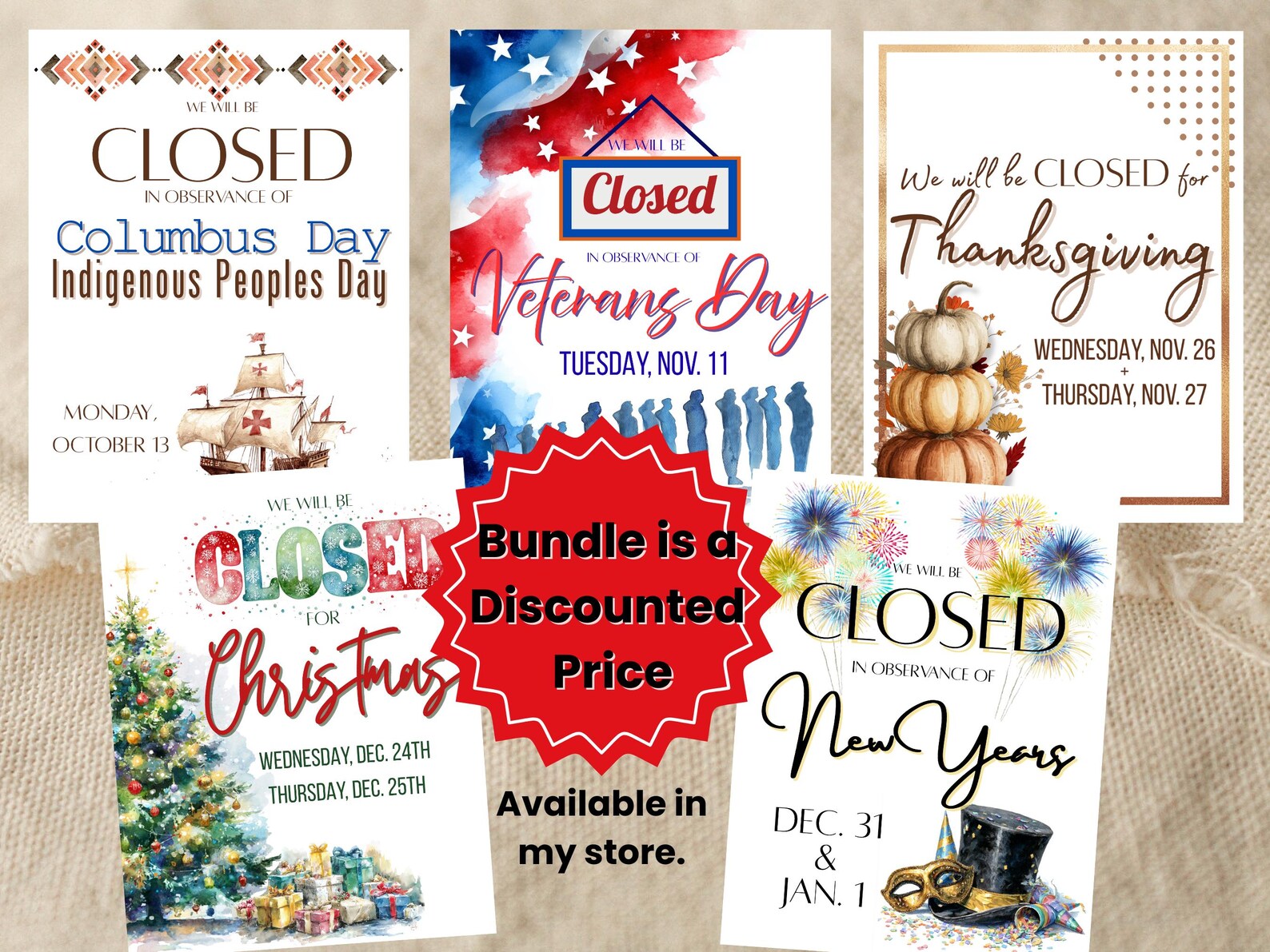 Closed for New Years Sign, Printable Business Notice, Holiday Closure ...