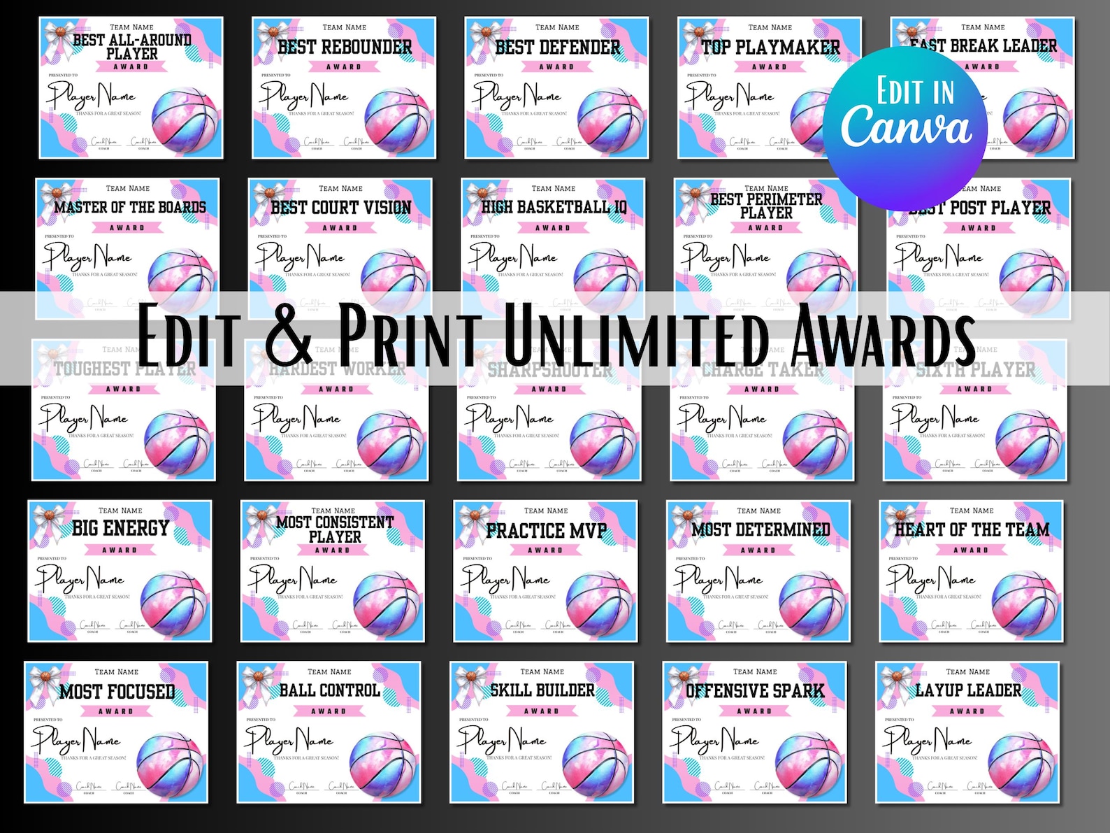 Basketball Award Certificates, Editable Player Recognition, End of ...