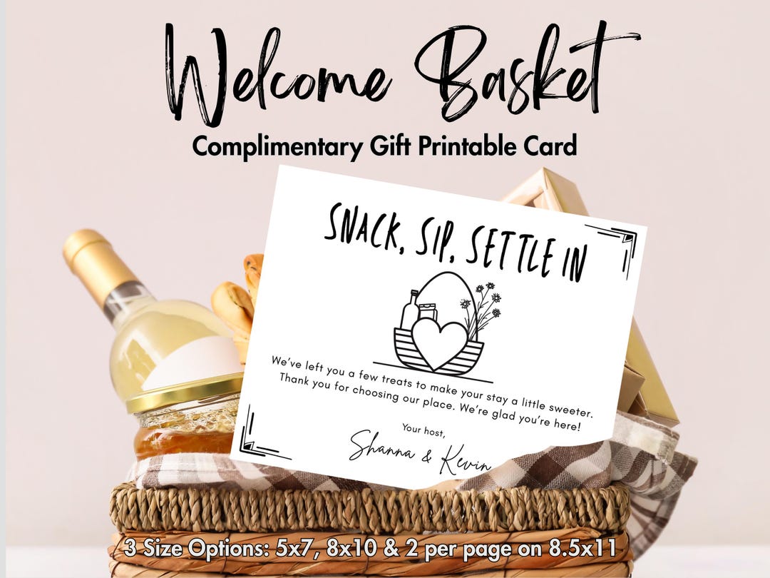Welcome Basket Card, Vacation Rental Host Printable, Guest Treat Sign ...