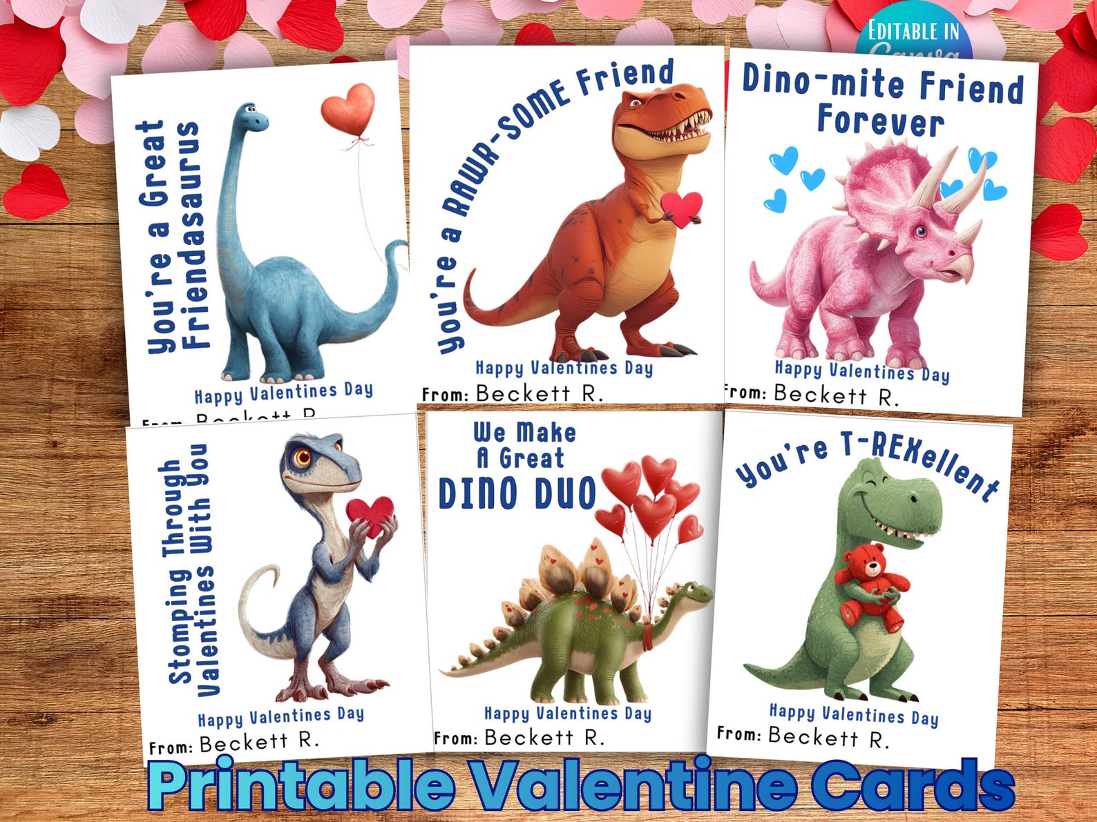 Printable Dinosaur Valentines Cards, Boys Classroom Valentine Exchange ...