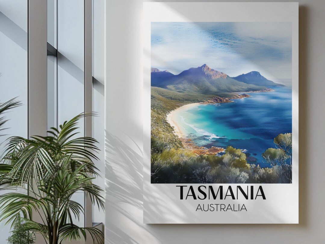 Tasmania Travel Poster, Tasmania Watercolor Landscape Print, Australia ...
