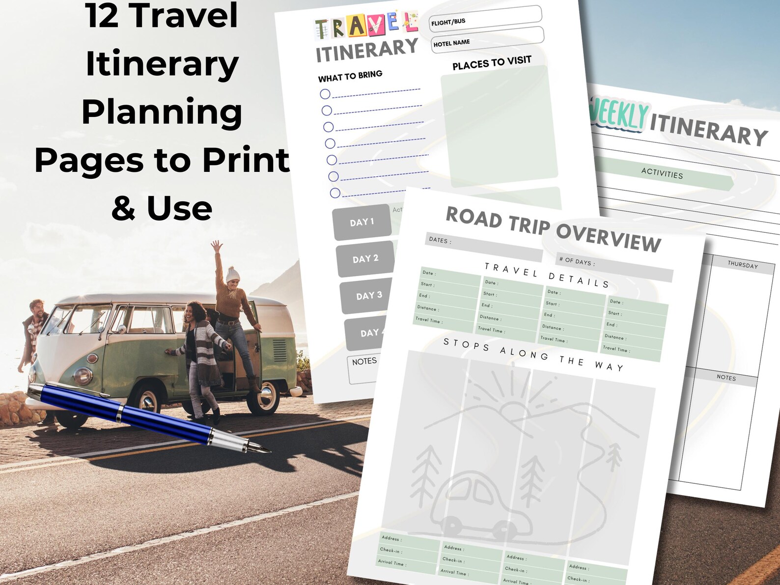 Road Trip Planner, Printable Travel Itinerary Template, Vacation ...