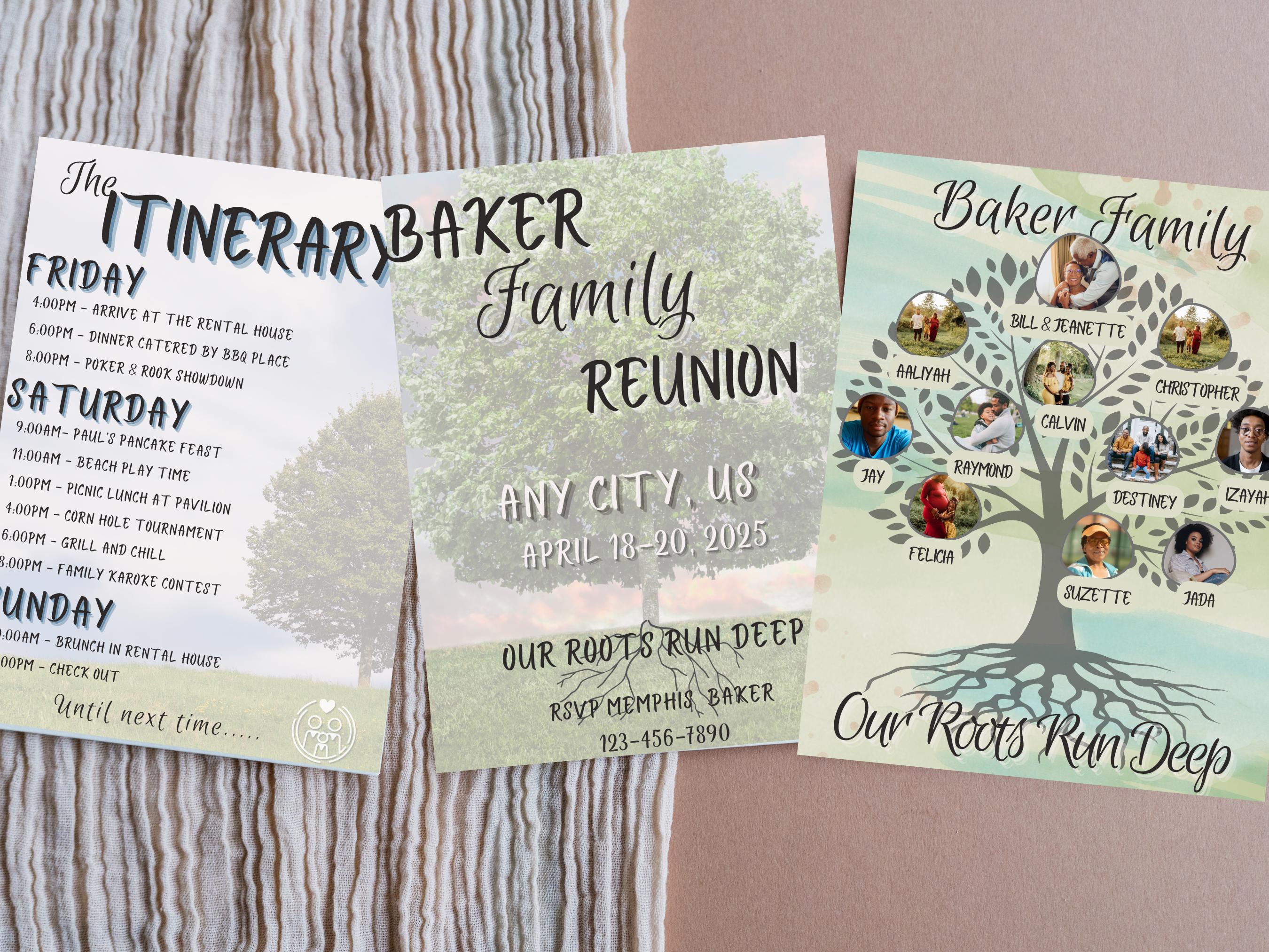 Family Reunion Itinerary Template: Editable Family Tree (canva) - Etsy