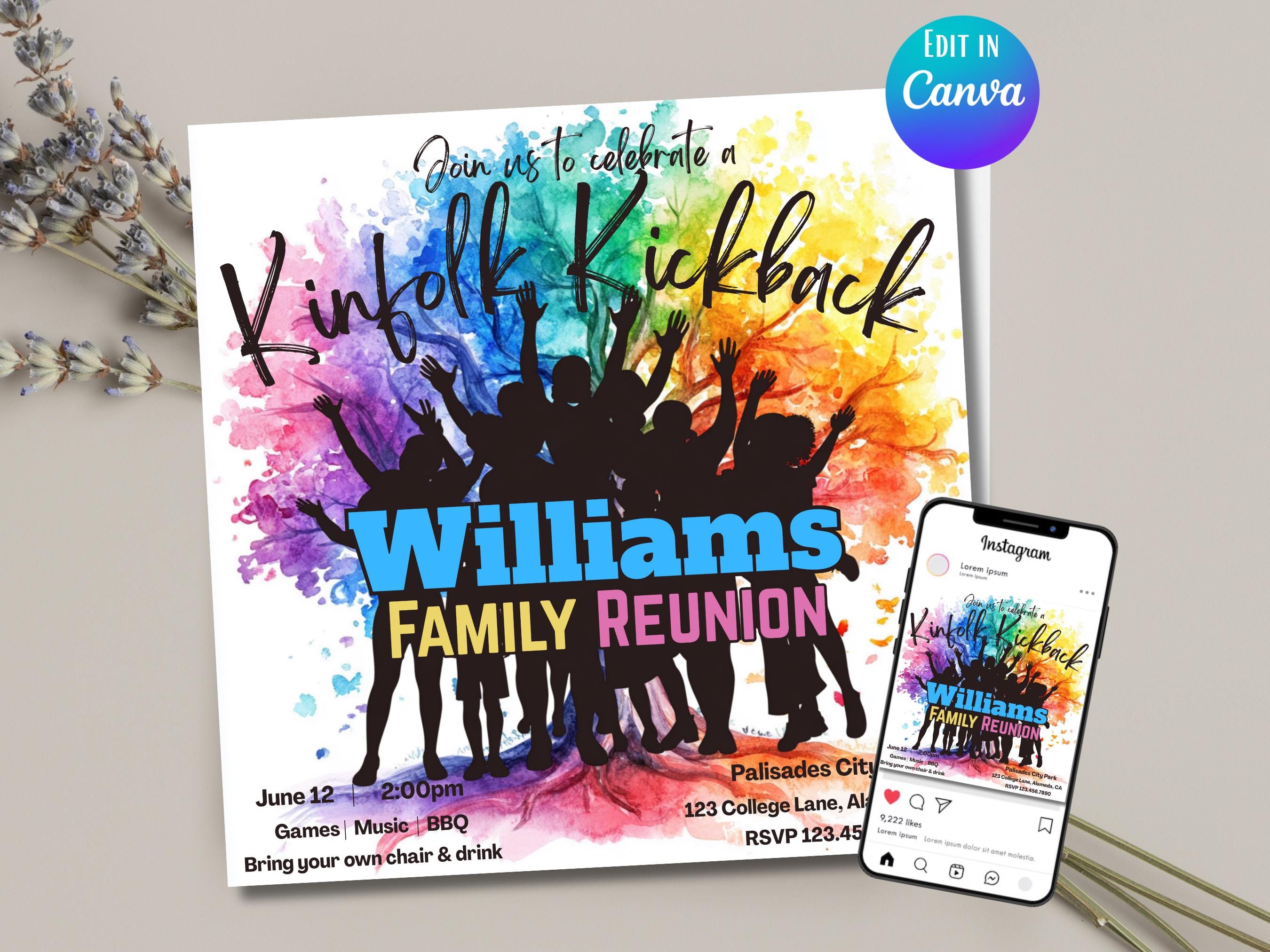 Family Reunion Invitation Template, Kinfolk Kickback Flyer, Colorful ...