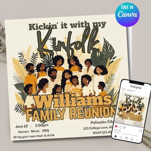 Family Reunion Invitation Flyer, Kickin It With My Kinfolk Party Invite ...