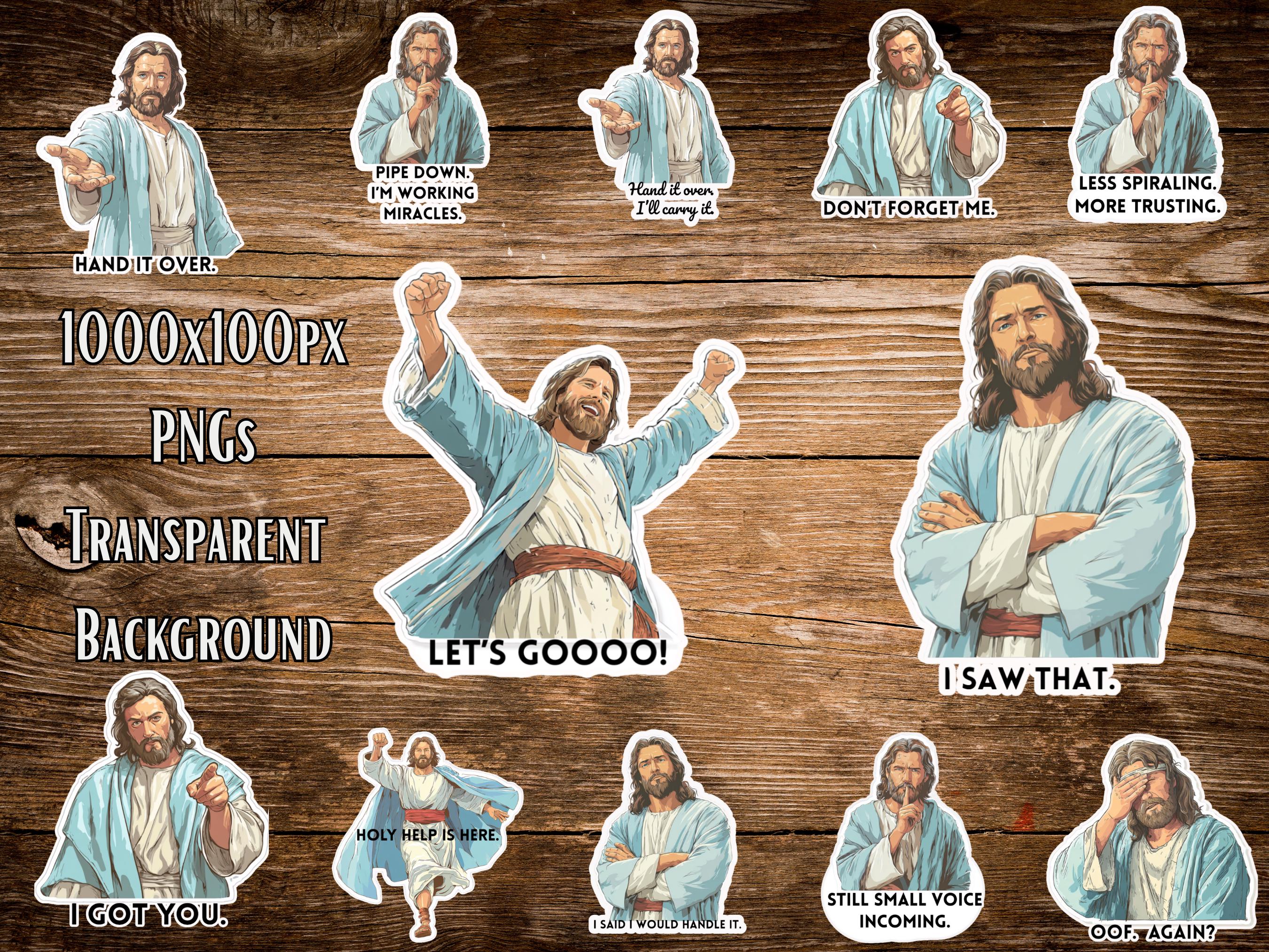 Funny Jesus Stickers, Christian Humor PNG Pack, Digital Download, Faith ...