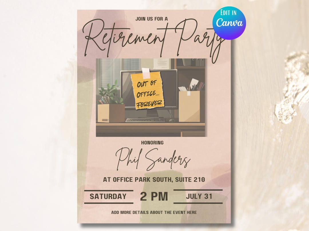 Editable Retirement Party Invitation, Retirement Celebration, Digital ...