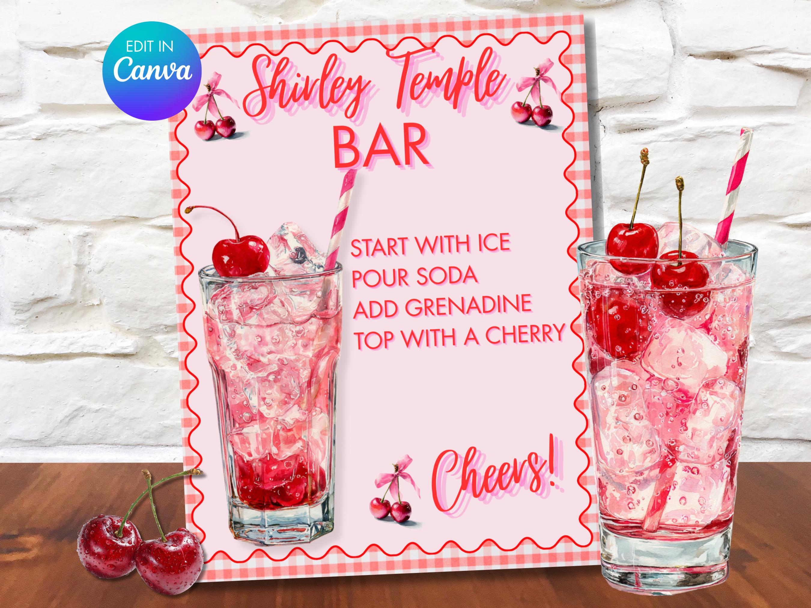 Shirley Temple Bar Sign, Pink Mocktail Recipe, Coquette Party Drink ...