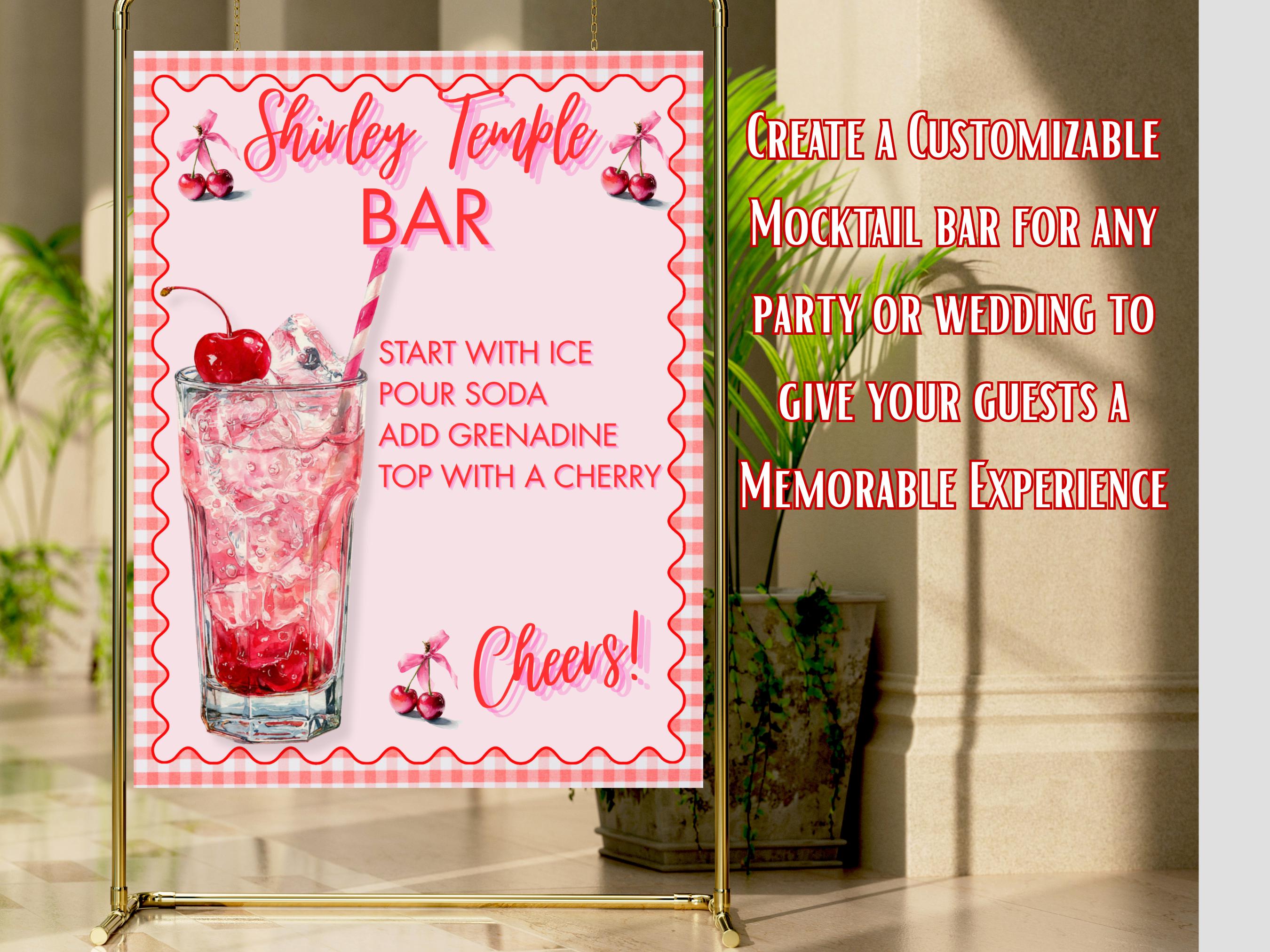 Shirley Temple Bar Sign, Pink Mocktail Recipe, Coquette Party Drink ...