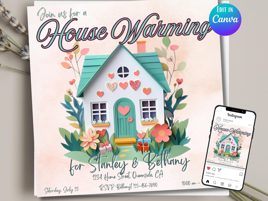House Warming Invitation Editable Flyer, House Warming Party Invite ...