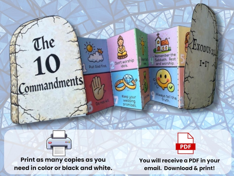 Ten Commandments Foldable Craft | Printable Bible Activity |exodus ...