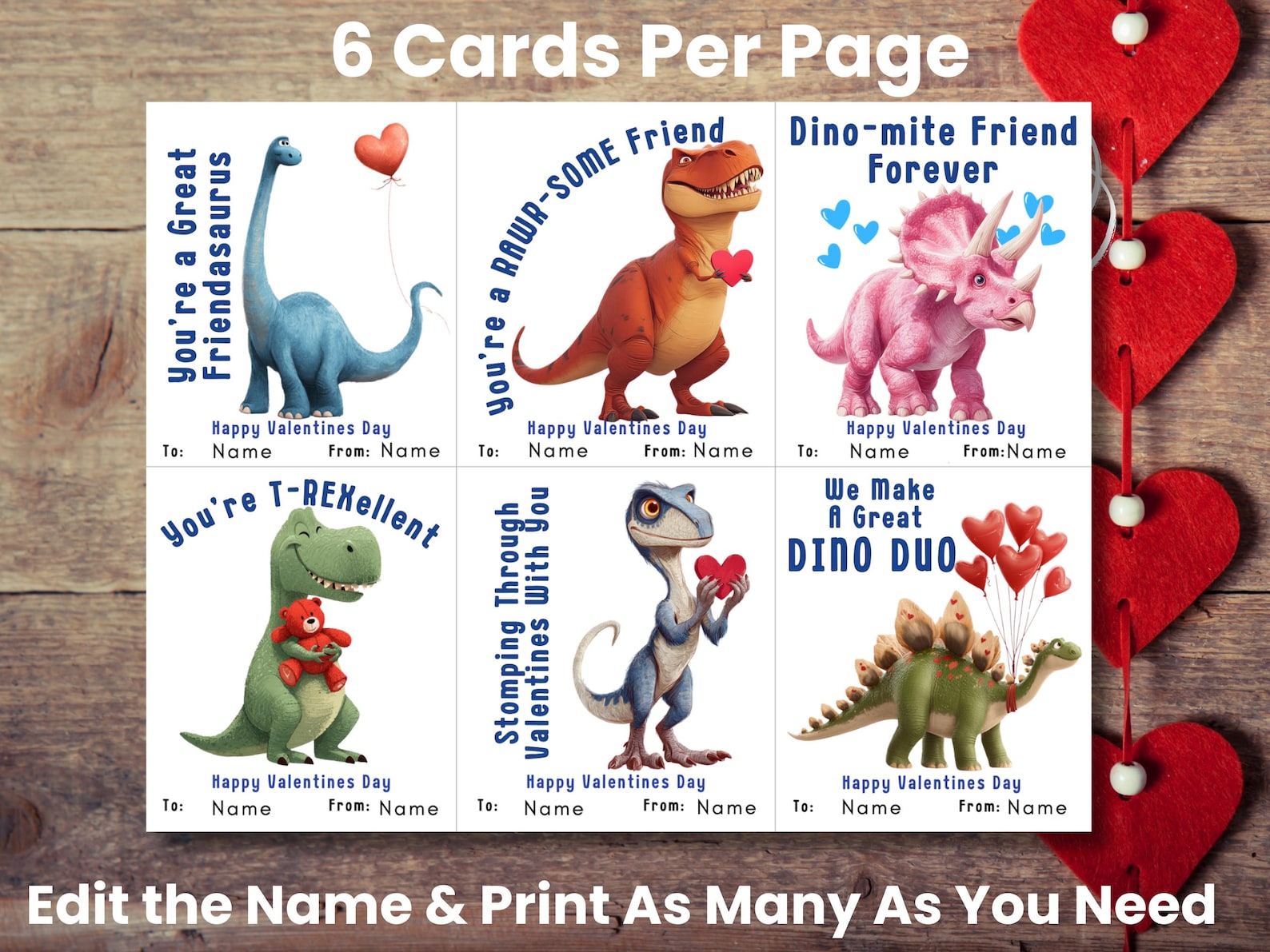 Printable Dinosaur Valentines Cards, Boys Classroom Valentine Exchange ...
