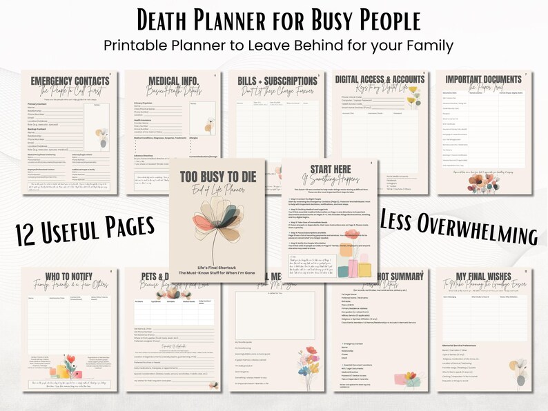 End of Life Planner Printable, Final Wishes Binder, Funeral Planning ...