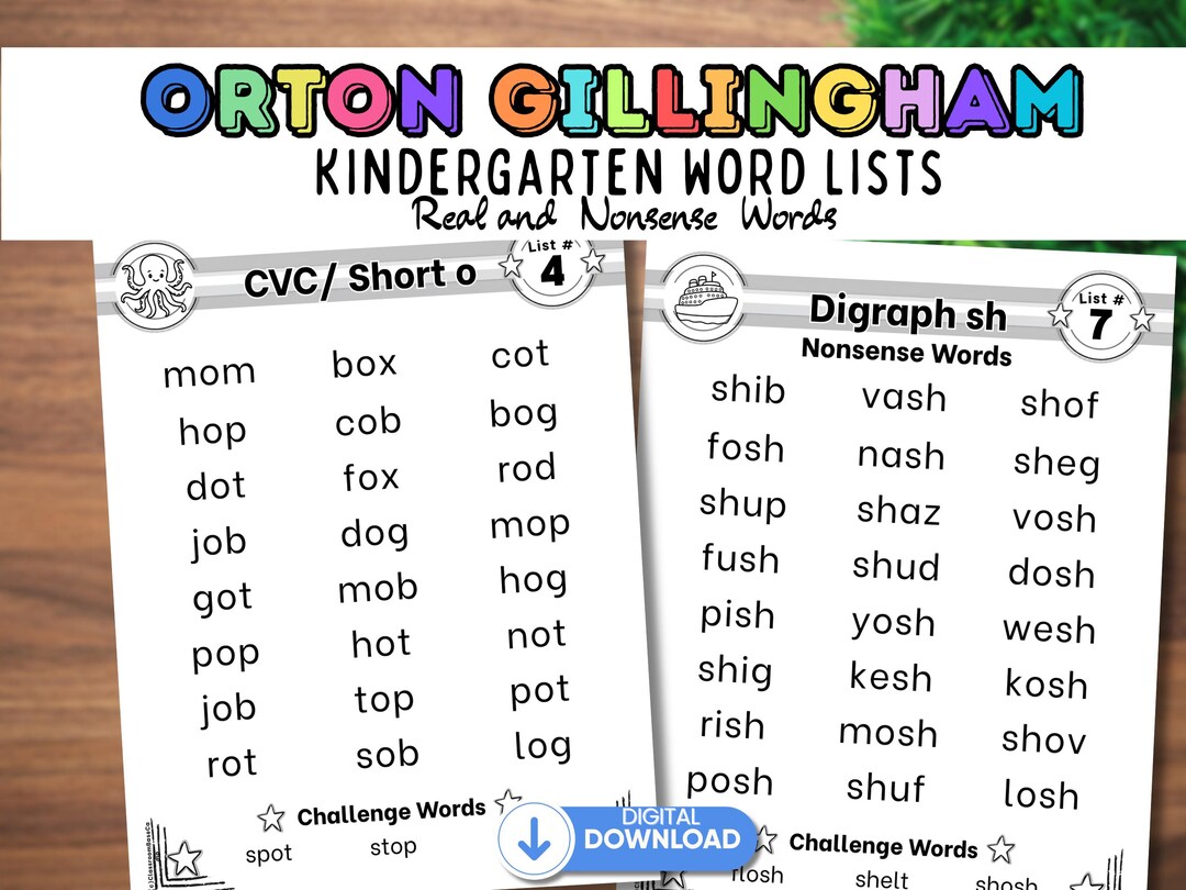 Phonics Word Lists, Decoding CVC Words Digraph Practice, Kindergarten ...