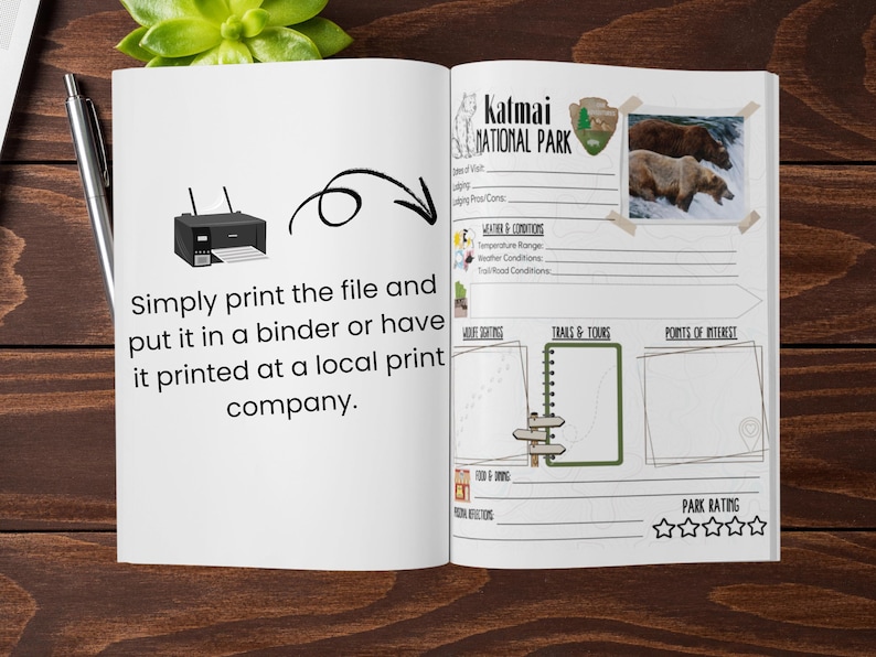 National Parks Journal, US Travel Diary Printable, 63 Park Pages, RV ...