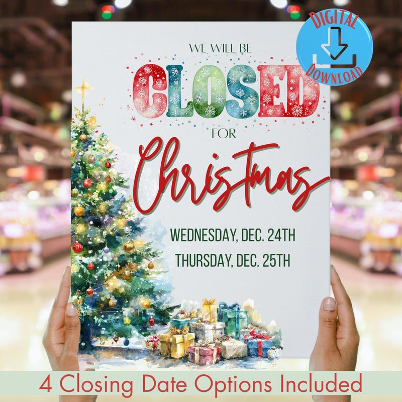 Christmas Holidays Closed Sign - Etsy