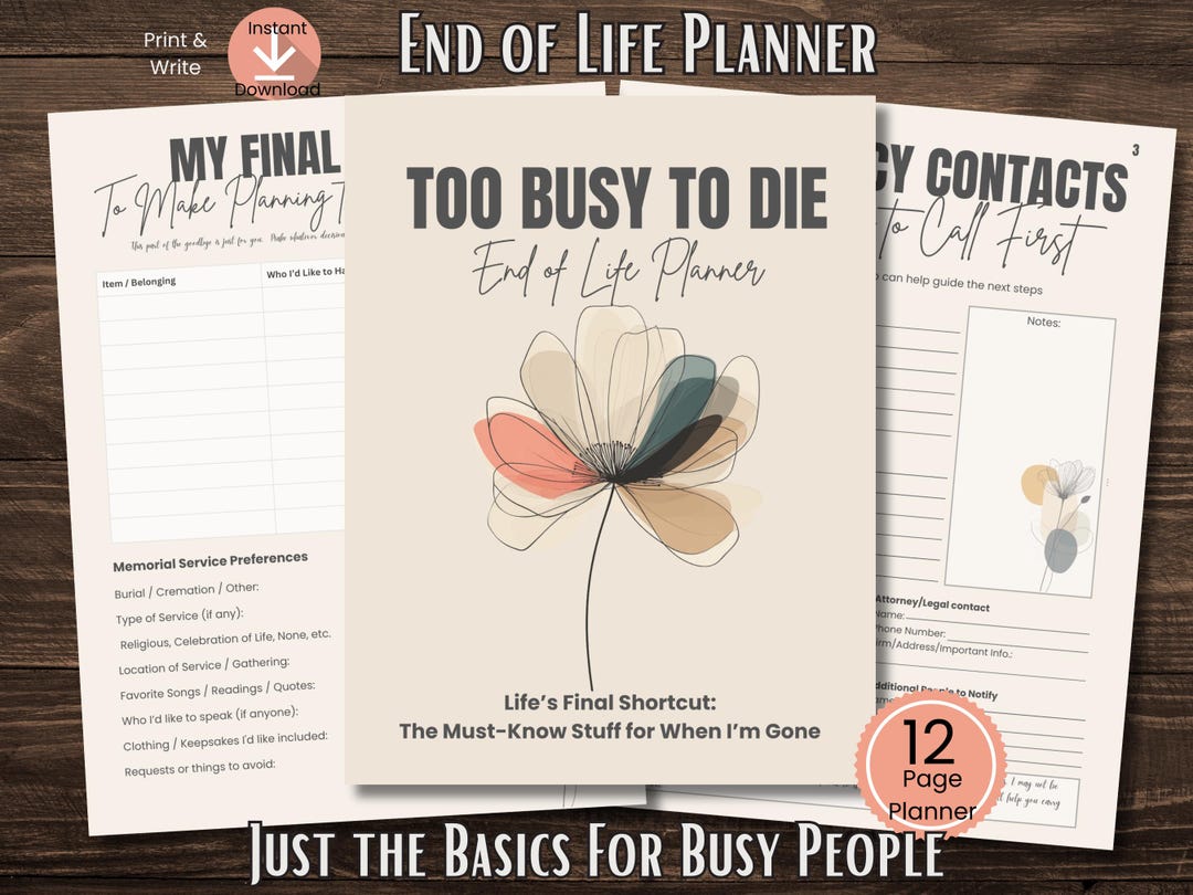 End of Life Planner Printable, Final Wishes Binder, Funeral Planning ...
