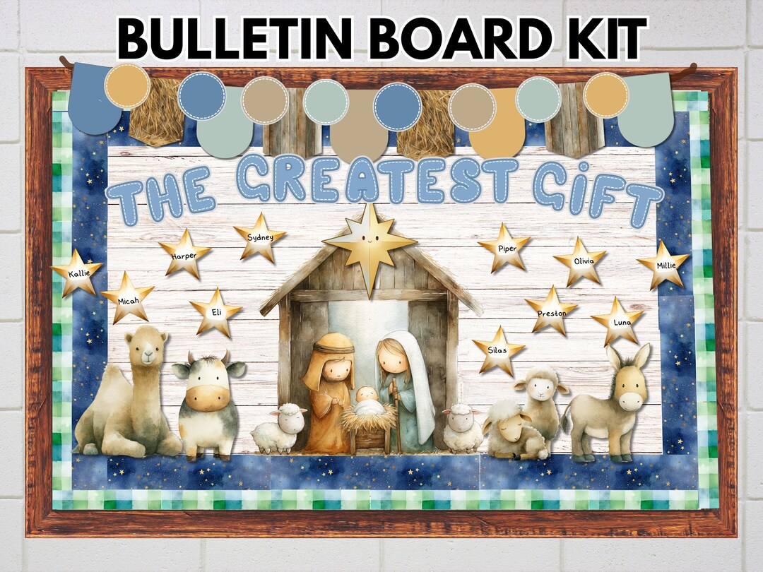 Nativity Christmas Bulletin Board Kit, Christian Classroom Decor ...