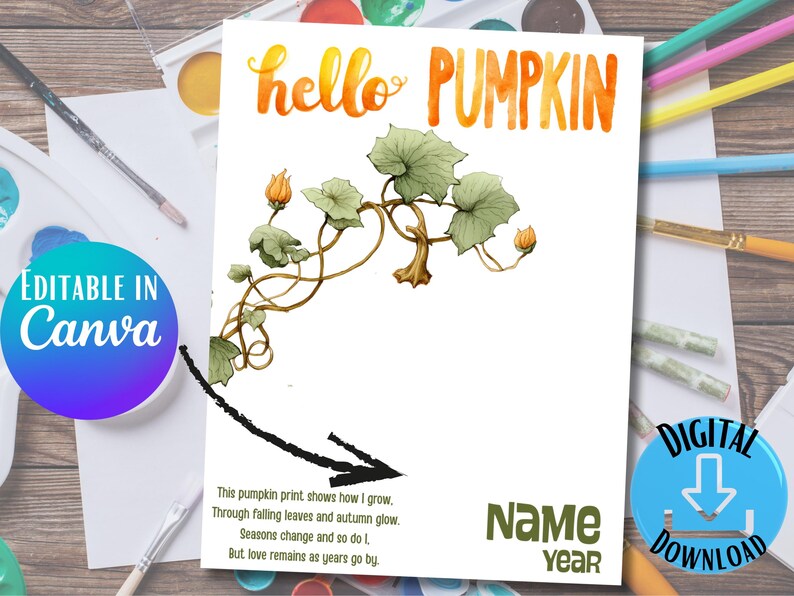 Pumpkin Handprint Craft, Fall Keepsake Printable, Autumn Preschool ...