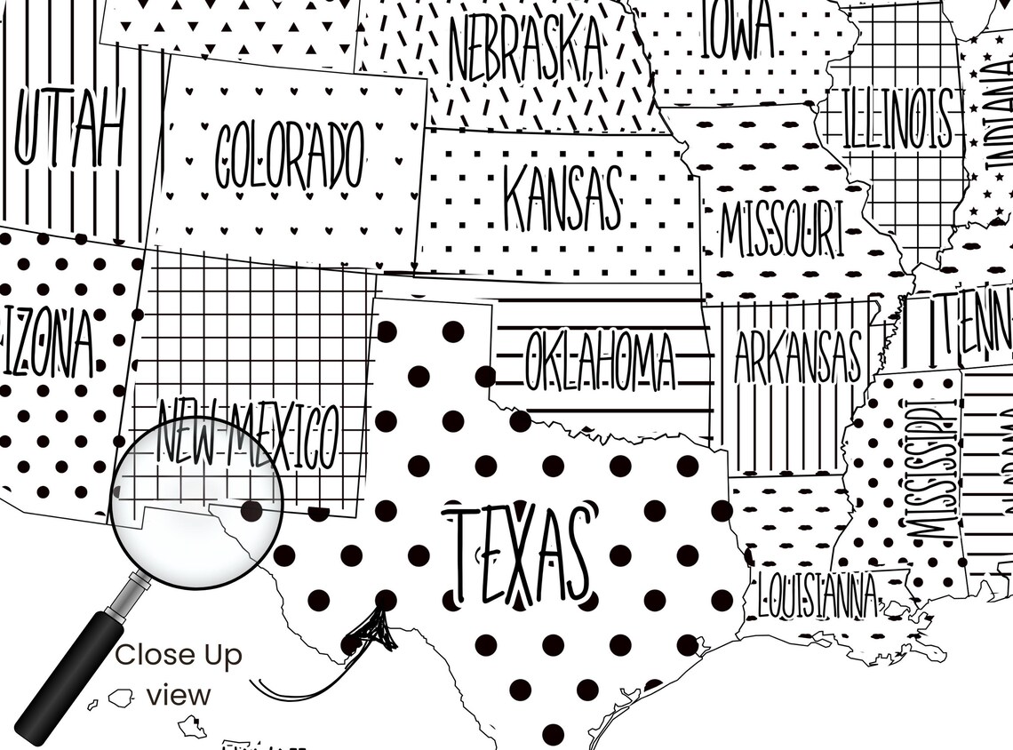 USA Travel Tracker Map: Black and White Coloring Page (digital Download ...