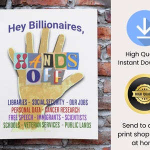 Hands off Resistance Poster, Printable Protest Anti-maga Poster, Speak ...