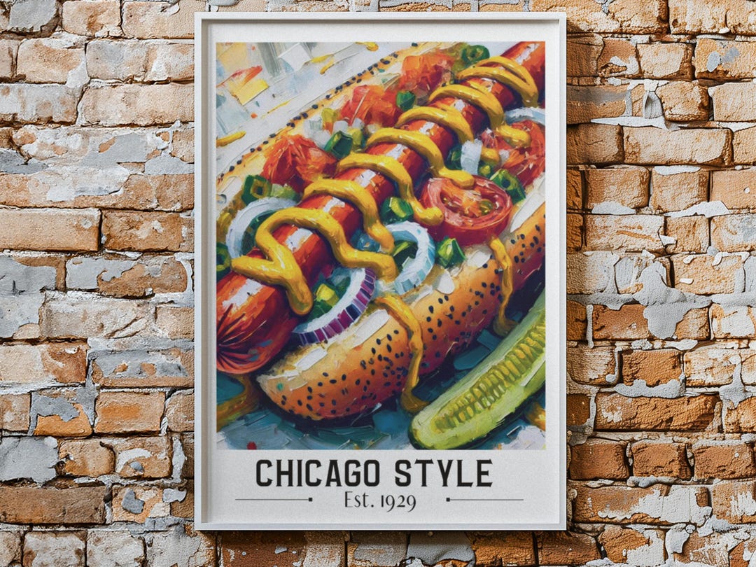 Chicago Dog Poster, Hot Dog Print, Gift for Hot Dog Lover Restaurant ...