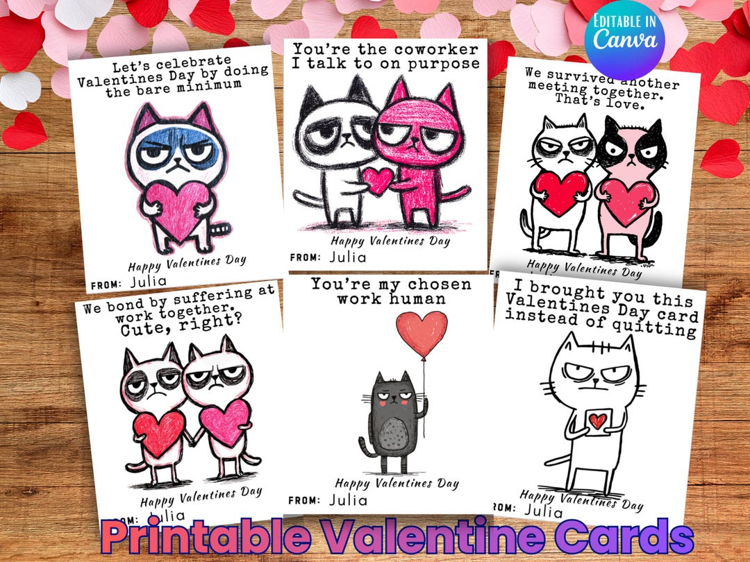 Sarcastic Coworker Valentines Cards Printable, Funny Office Valentine ...