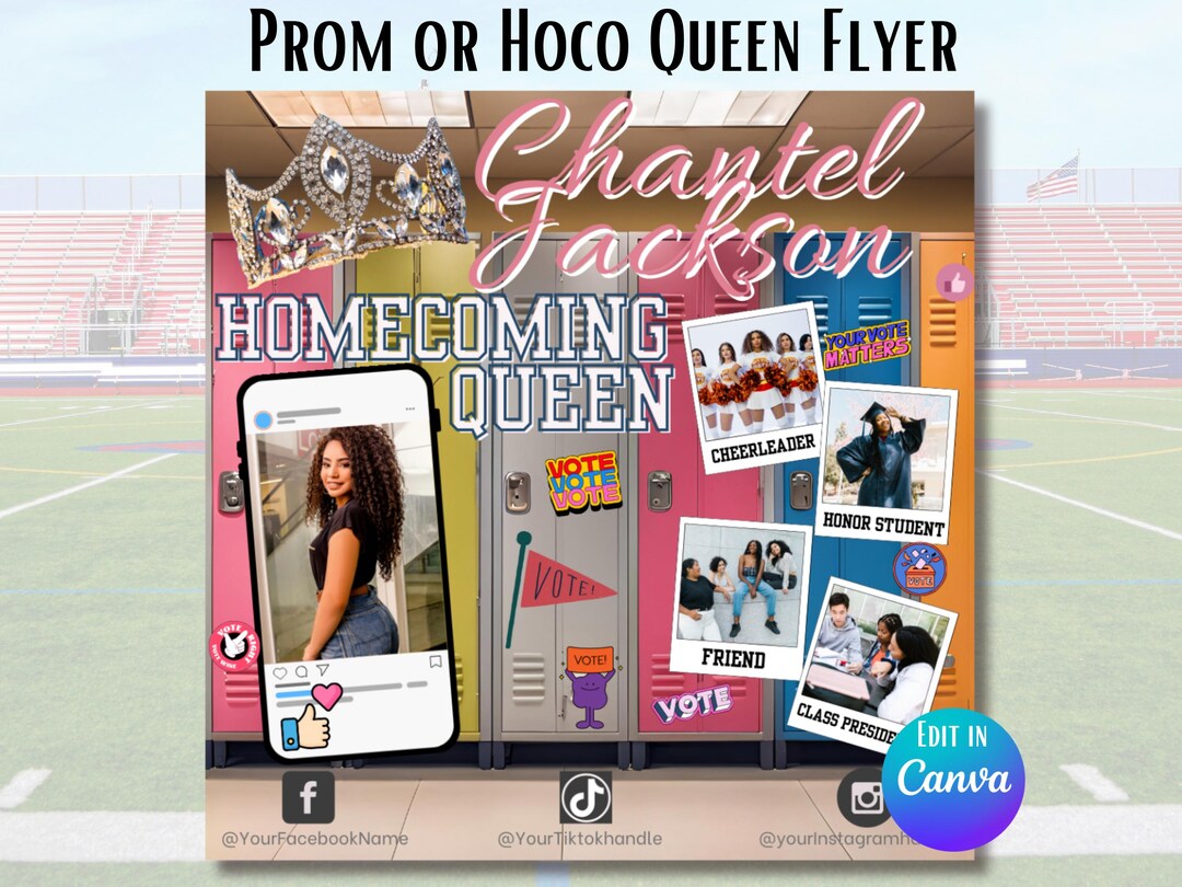 Homecoming Queen Flyer Template, Prom Queen Campaign Poster, Editable ...