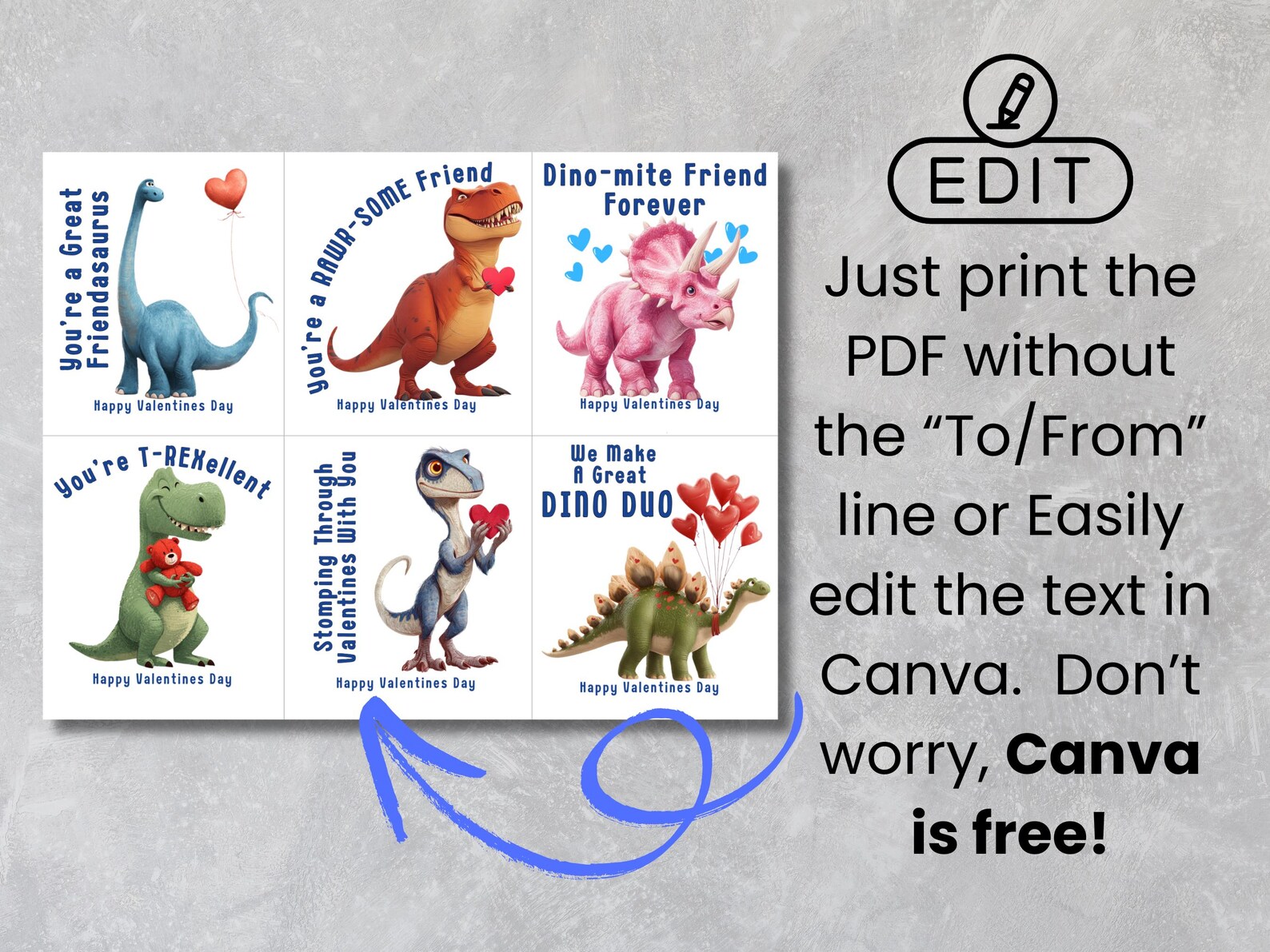 Printable Dinosaur Valentines Cards, Boys Classroom Valentine Exchange ...