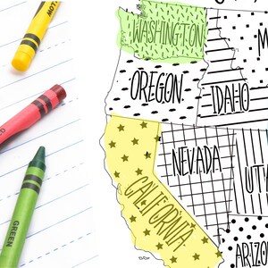 USA Travel Tracker Map: Black and White Coloring Page (digital Download ...